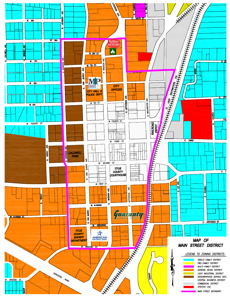 Map of Main Street for Mount Pleasant, TX | MPEDC
